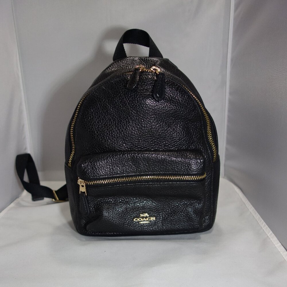 Coach Mini Charlie Backpack Black Pebbled Grain Leath… - Gem